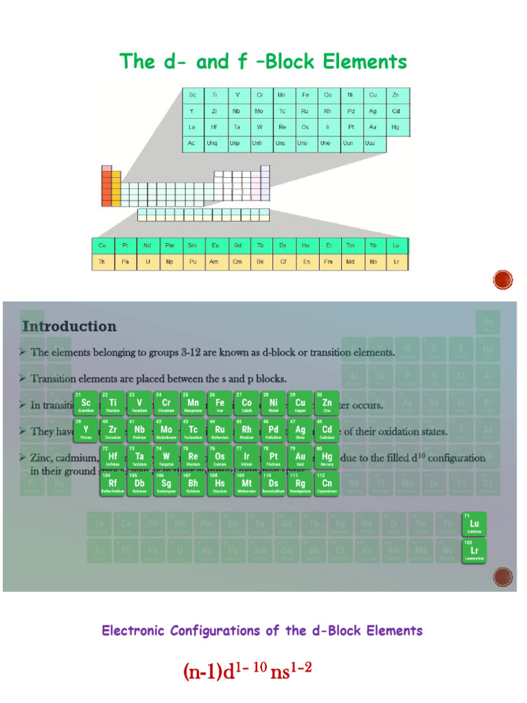The D-And F Block Elements | PDF