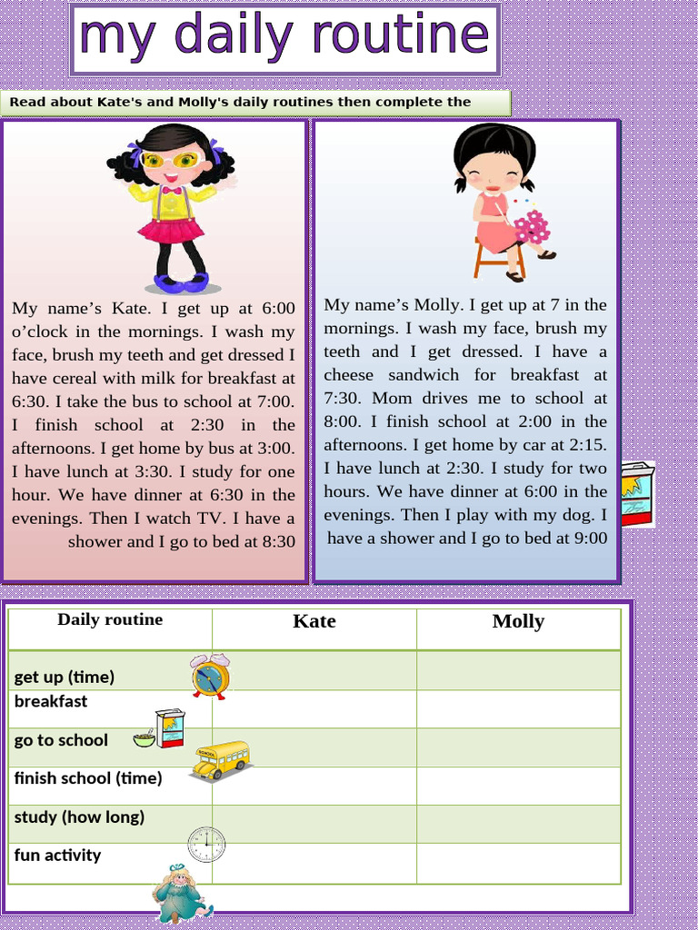 Daily Routine Reading 3 | PDF