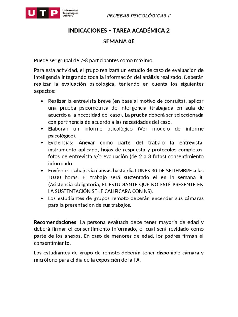 Indicaciones - Ta2 | PDF