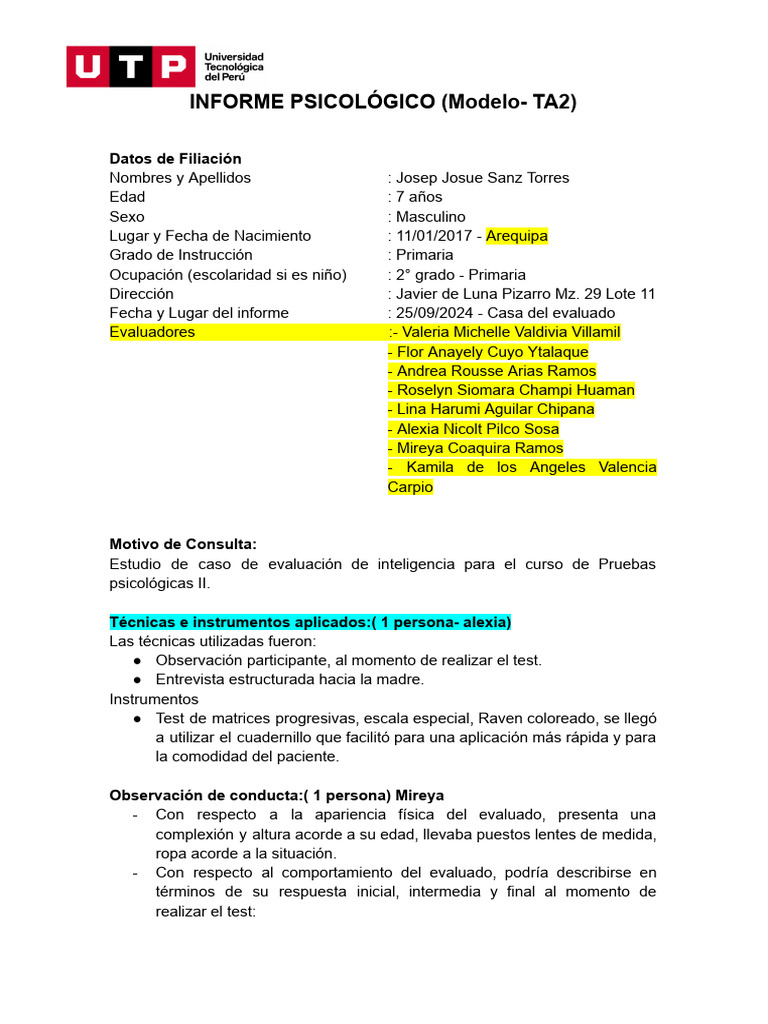 Modelo de Informe - Ta2 | PDF