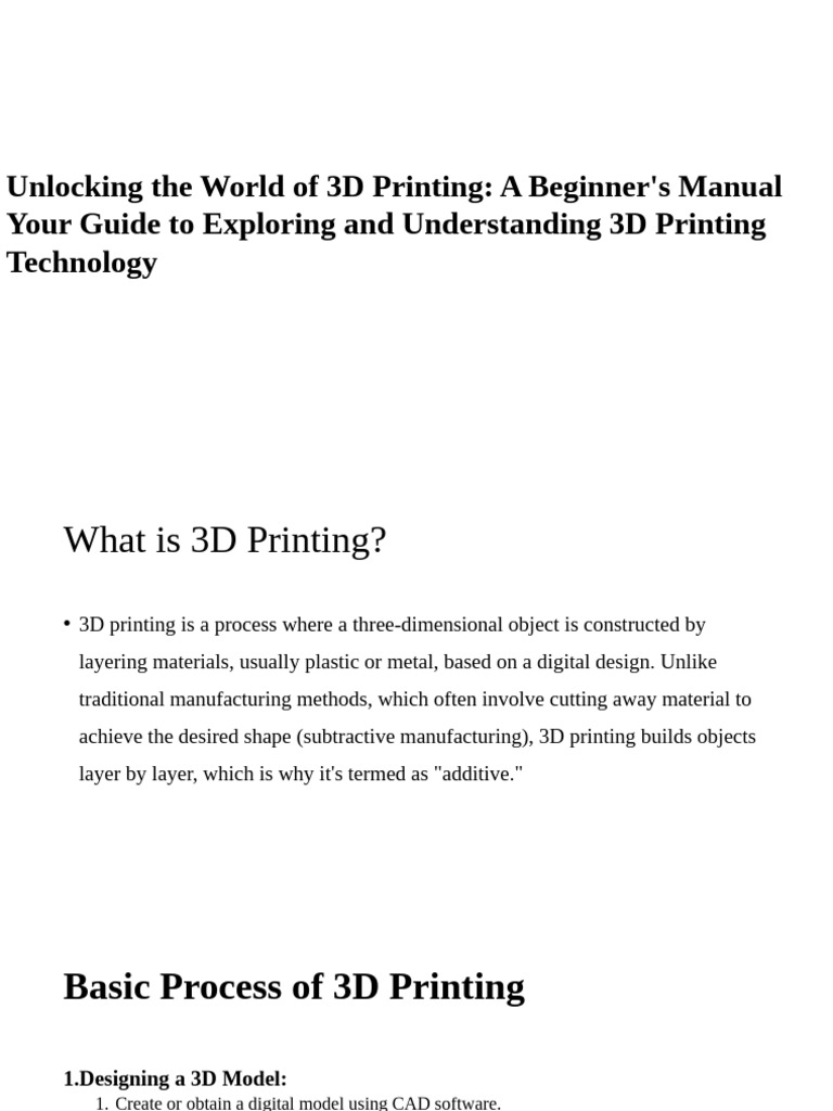 Unlocking The World of 3D Printing | PDF