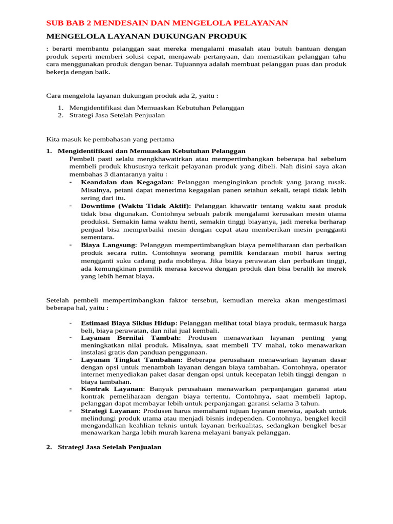 SUB BAB 2 MENDESAIN DAN MENGELOLA PELAYANAN | PDF