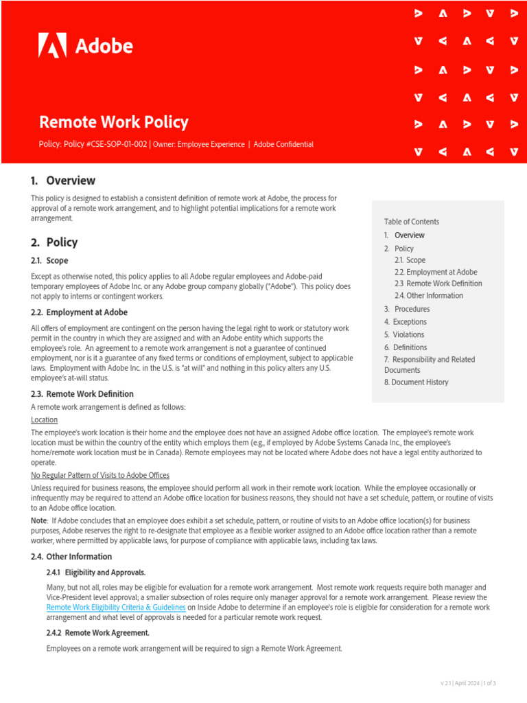 CSE-SOP-01-002 Remote Work Policy | PDF