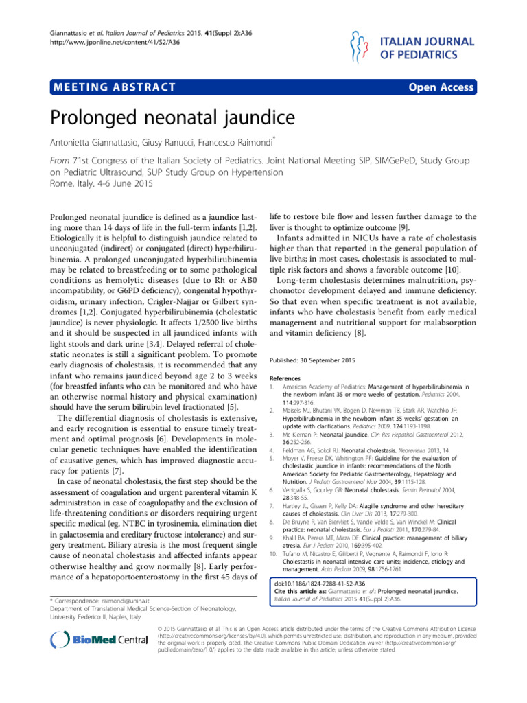 Prolonged Neonatal Jaundice Overview | PDF | Medical Specialties ...