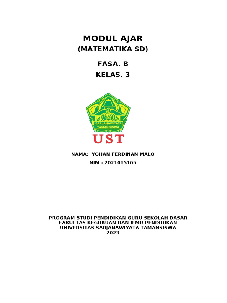 Format Modul Ajar PGSD | PDF