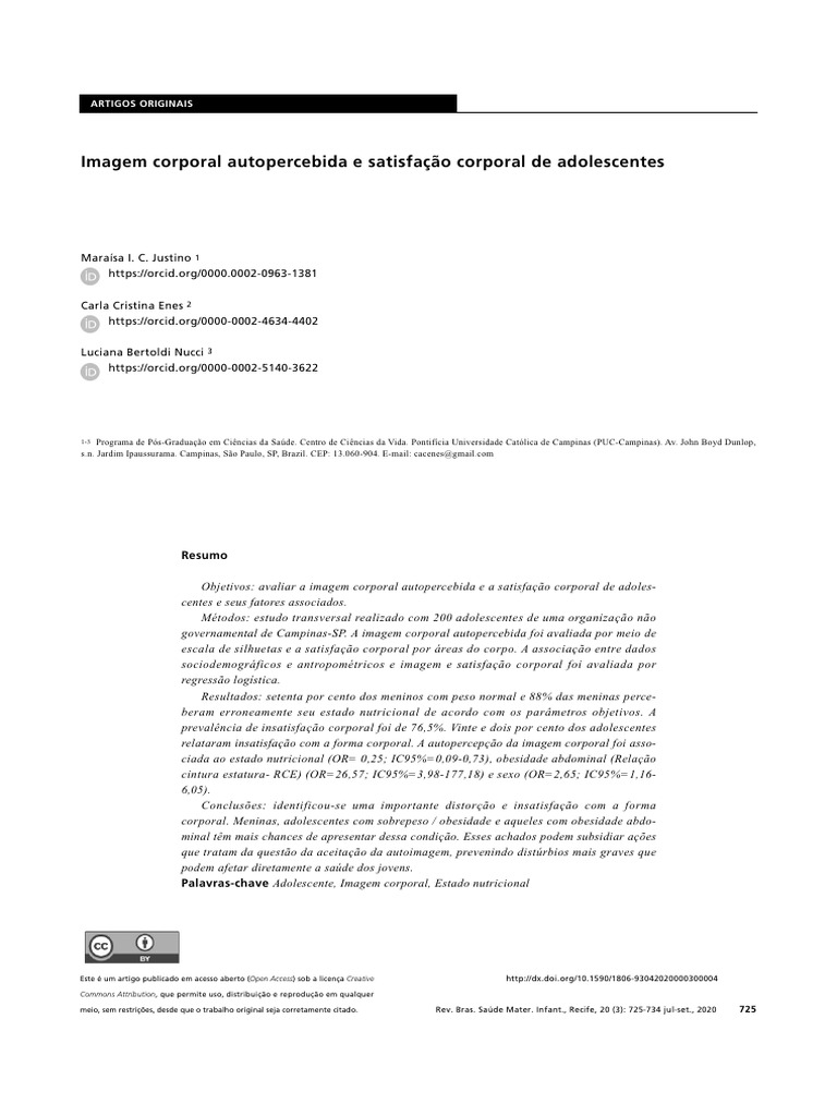 2020 Imagem Corporal Autopercebida e Satisfação Corporal de ...