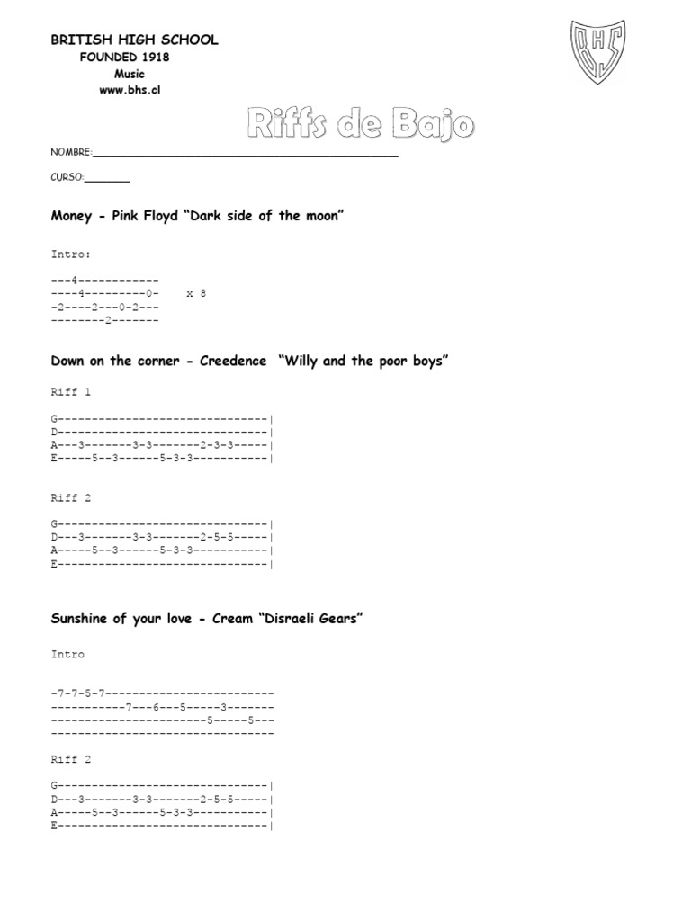 Riffs de Bajo para Clásicos del Rock | PDF | Grabación de sonido | La ...