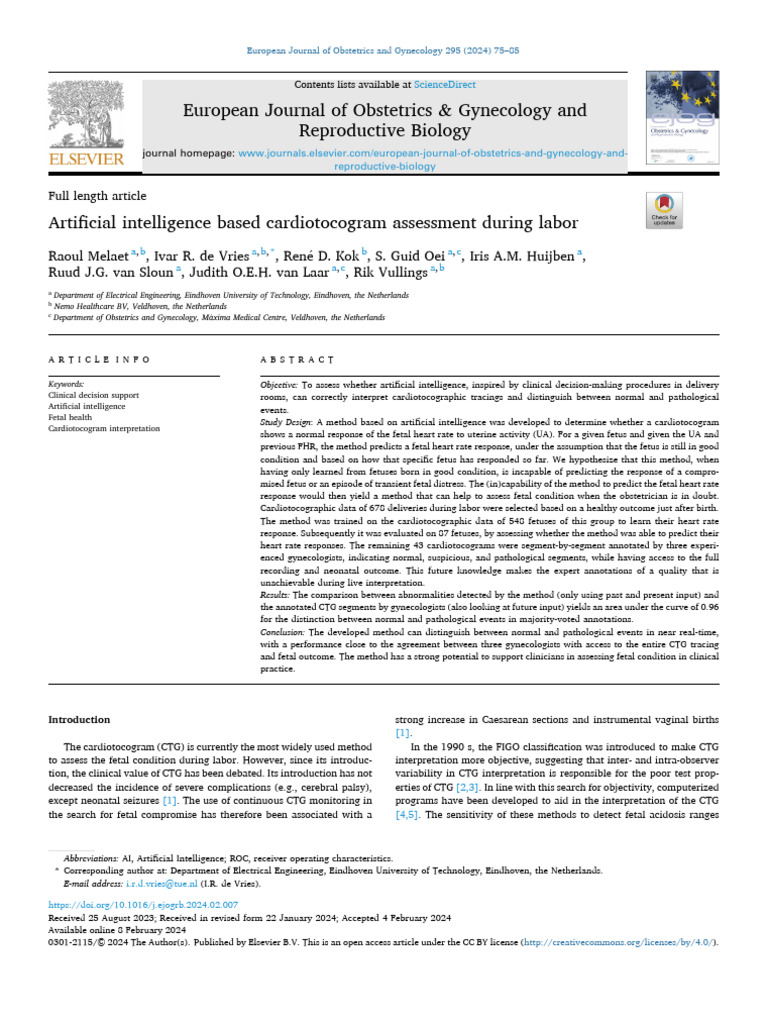Artificial Intelligence Based Cardiotocogram Asses | PDF