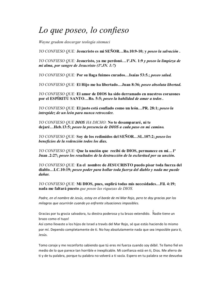 Lo Que Poseo Lo Confieso | PDF | Jesús | Amor