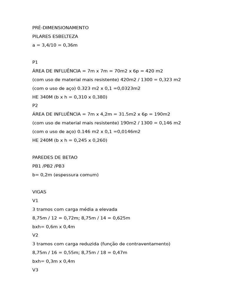 Pre Dimensionamento | PDF