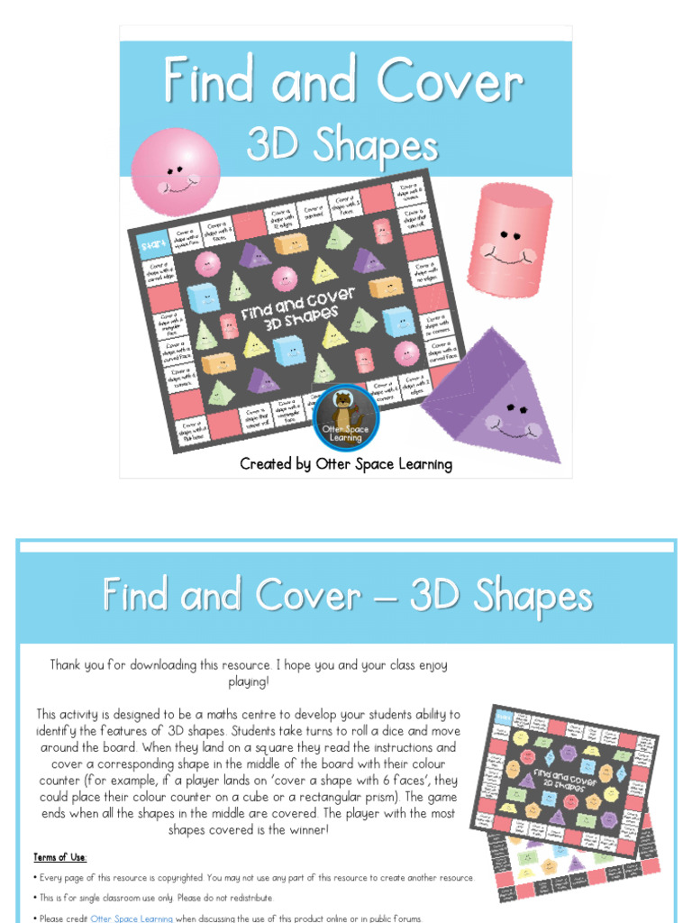 Find and Cover: 3D Shapes | PDF
