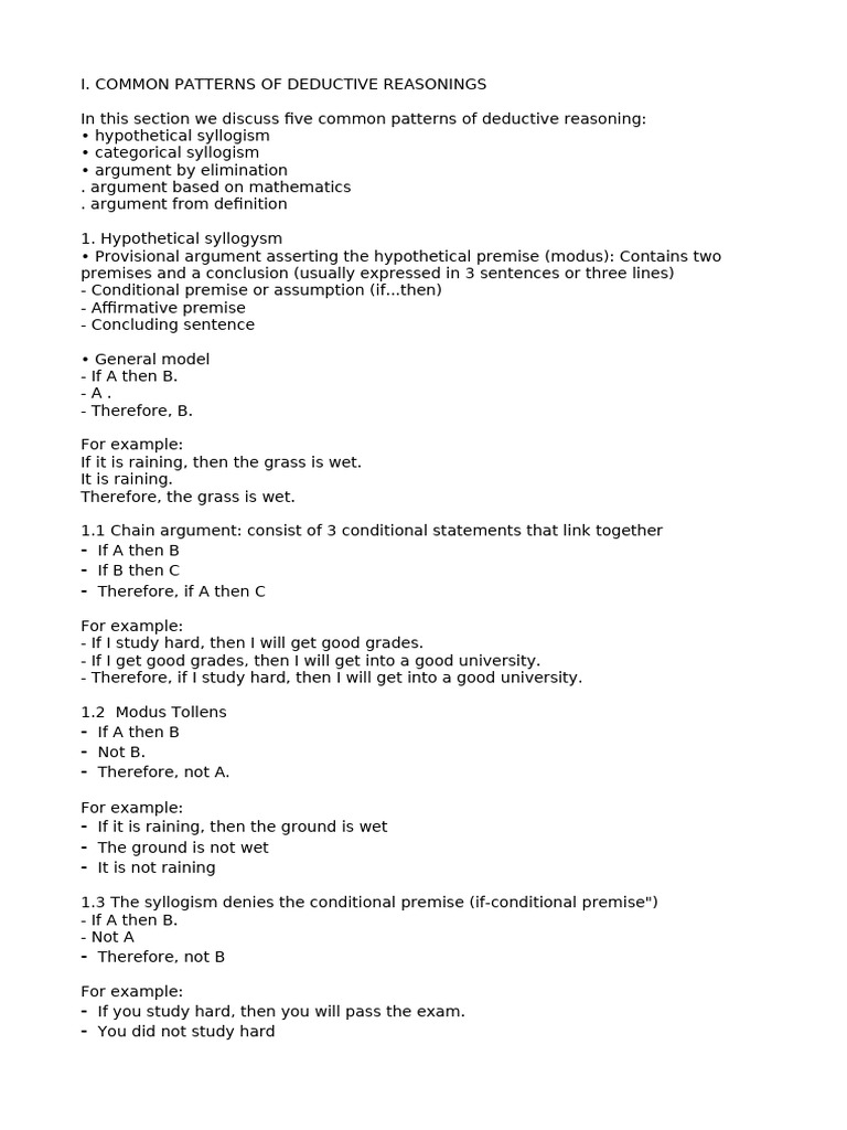 Common Patterns of Deductive Reasoning | PDF