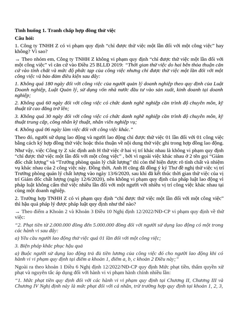 Tình Huống 1 & Câu 2.1 | PDF