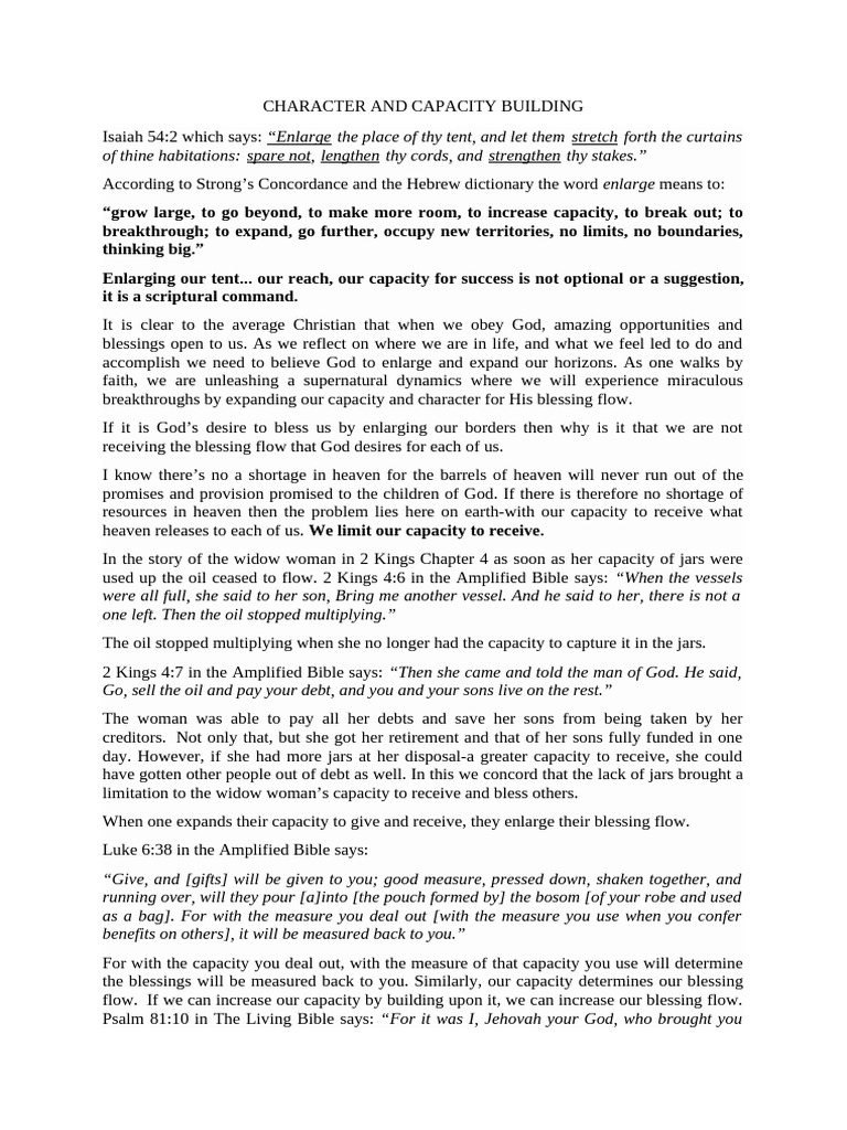 Character and Capacity Building | PDF