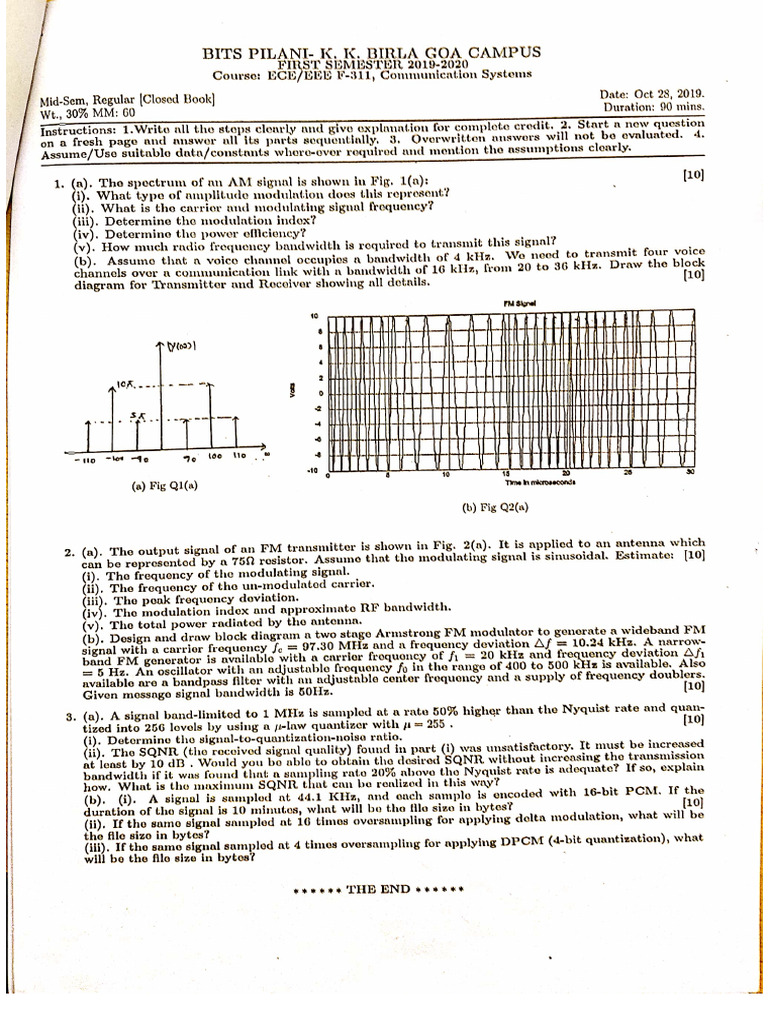 Communication Systems MidSem - 1 | PDF