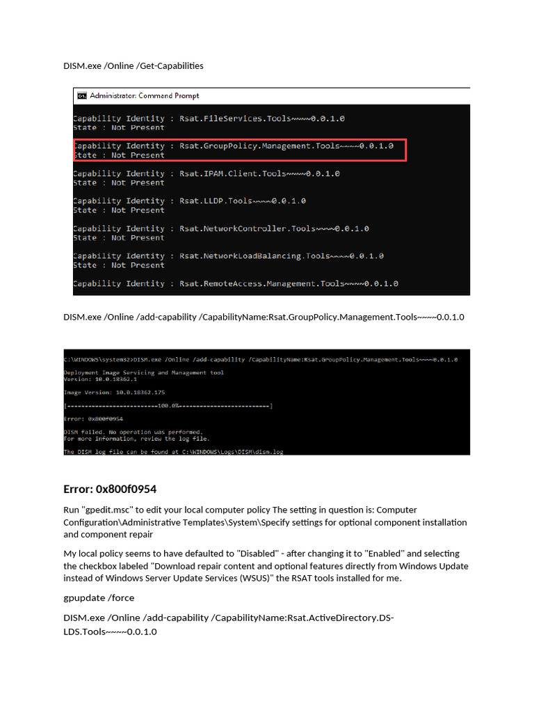 Install RSAT For Windows 10 | PDF | Computers
