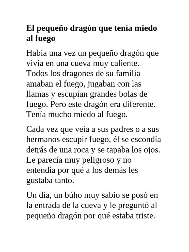 El pequeño dragón que tenía miedo al fuego | PDF