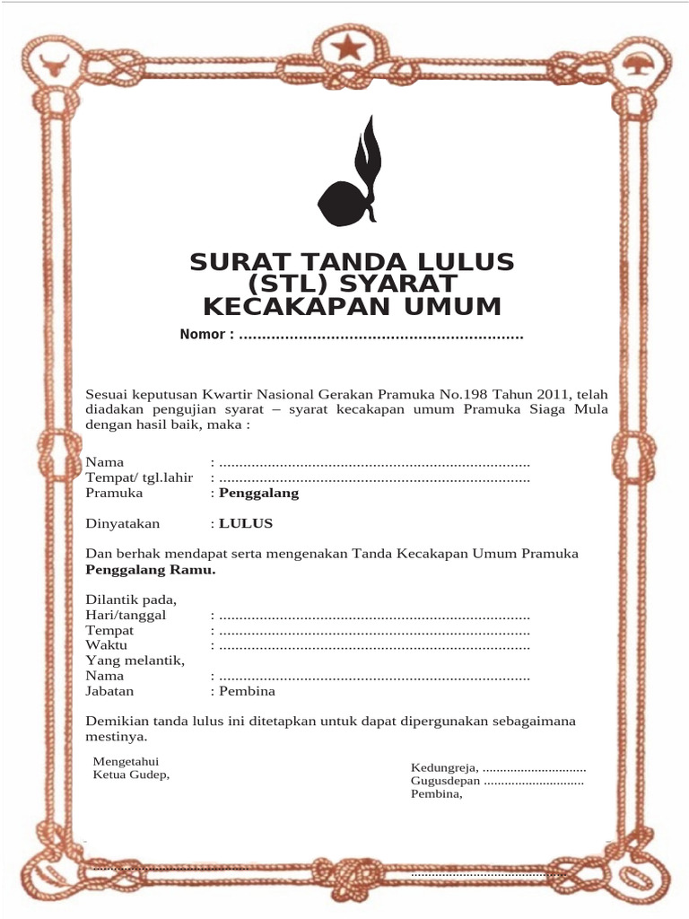 Surat Tanda Lulus Penggalang Ramu | PDF
