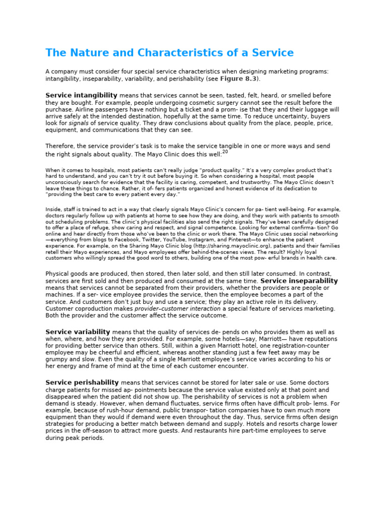 Key Characteristics of Services Marketing | PDF | Business | Career ...