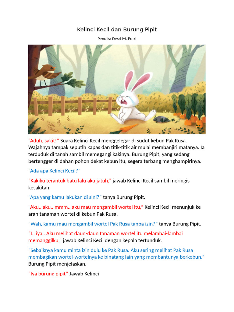 Kelinci Kecil Dan Burung Pipit | PDF