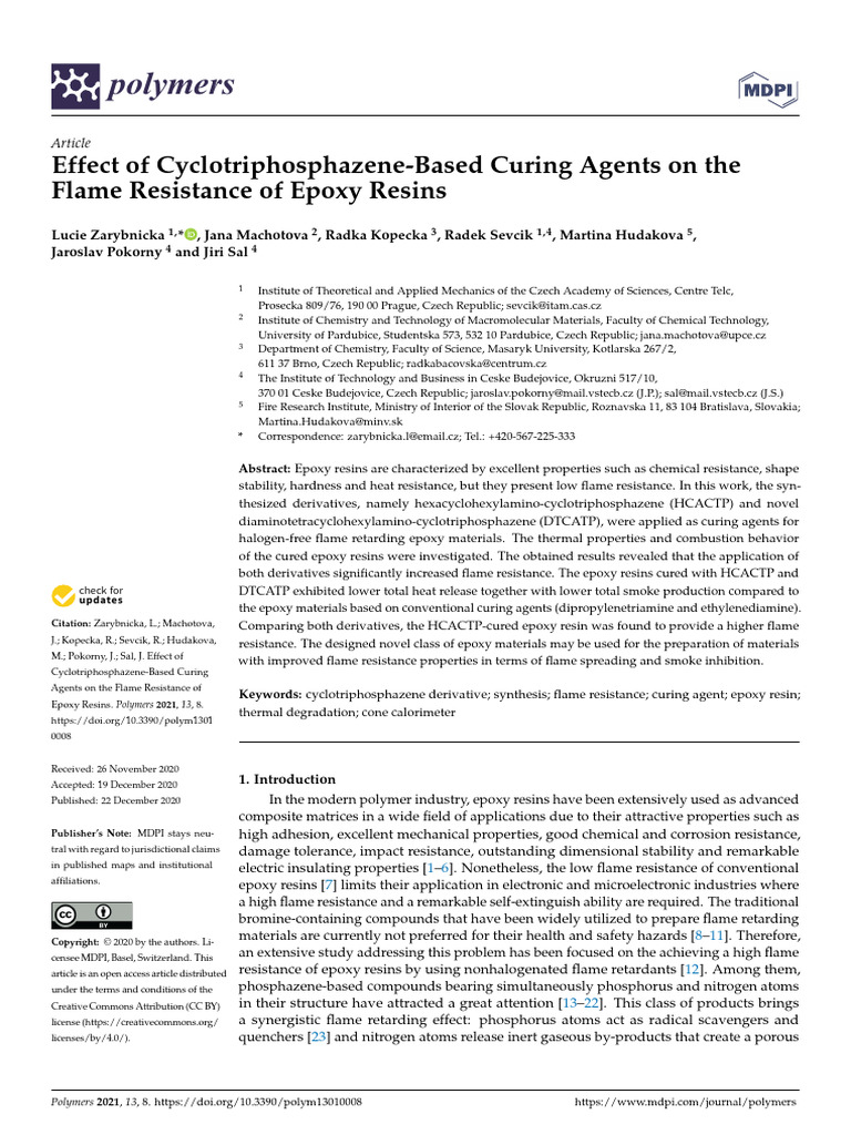 Effect of Cyclotriphosphazene-Based Curing Agents | PDF