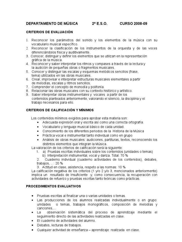Música - 2º Eso | PDF | Melodía | Ritmo