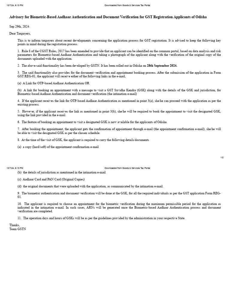 Advisory For Biometric Based Aadhaar Authentication Pdf