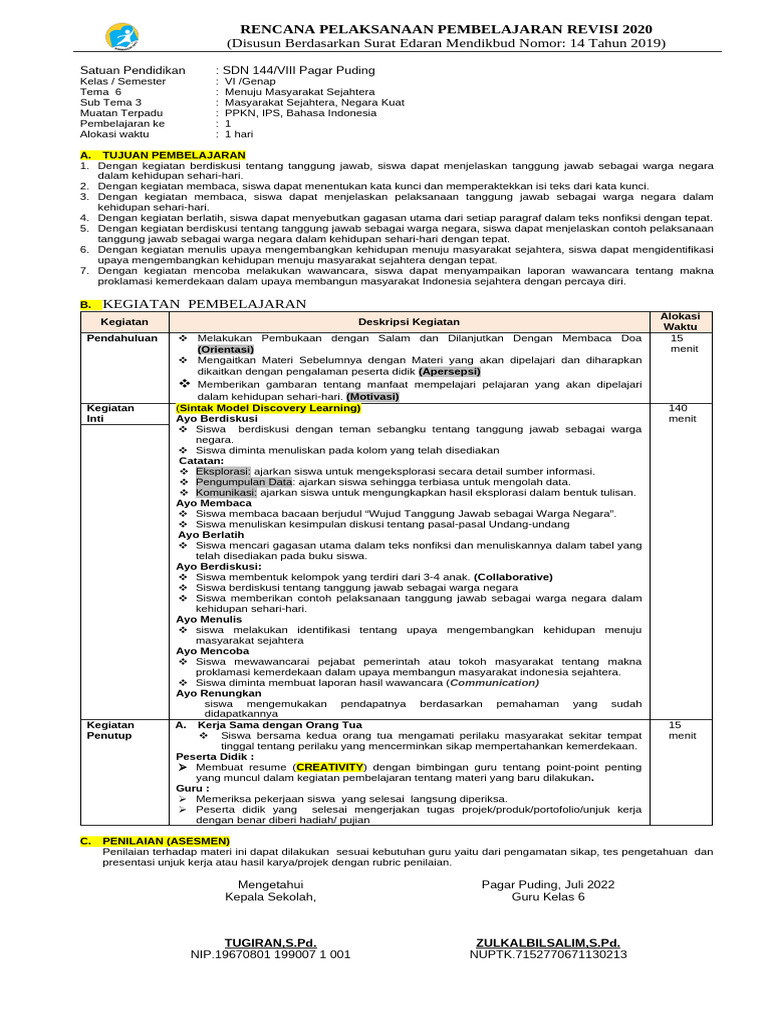 Disusun Berdasarkan Surat Edaran Mendikbud Nomor: 14 Tahun 2019 | PDF