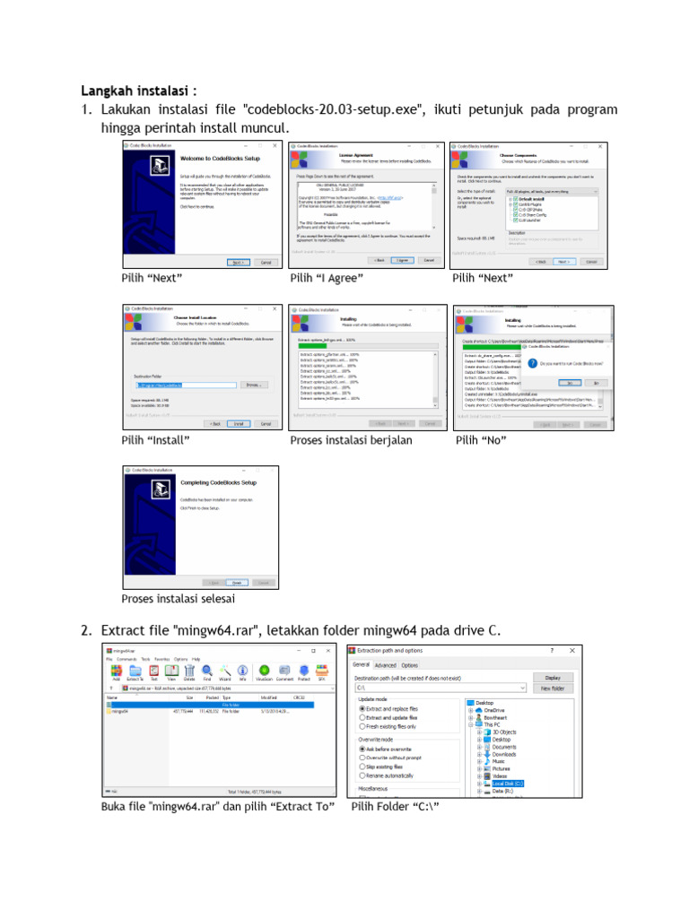 Langkah Instalasi Dan Setting CodeBlocks | PDF