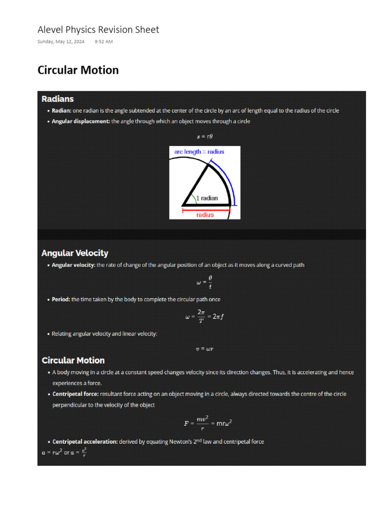 Alevel Physics Revision Sheet | PDF