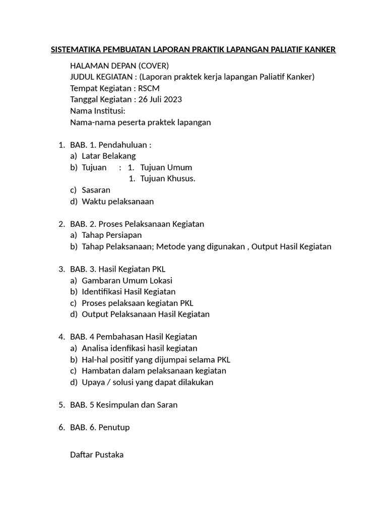 Laporan PKL (template) | PDF