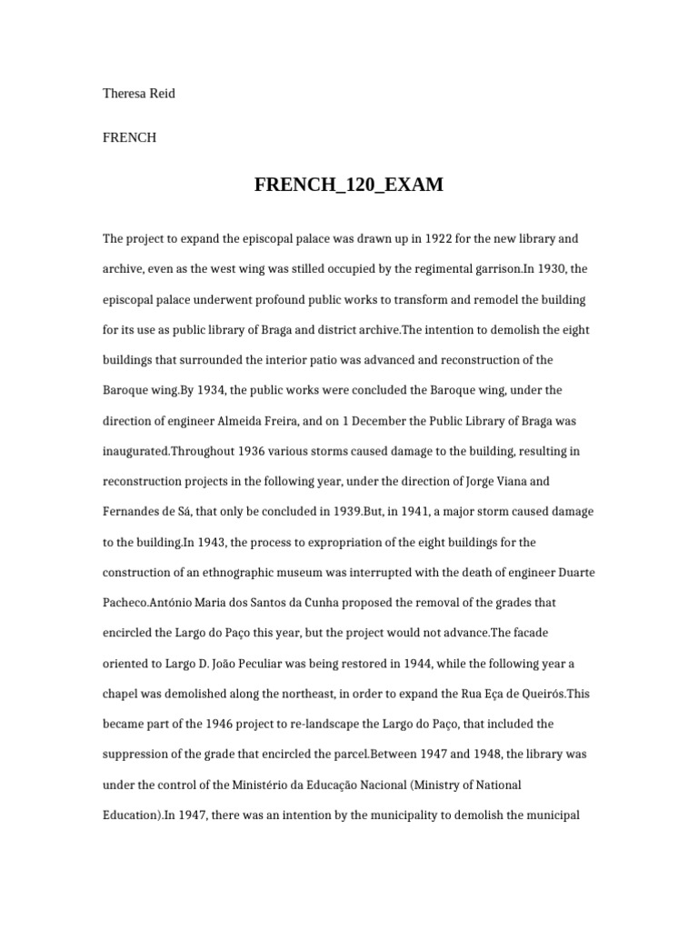 French 120 Exam | PDF