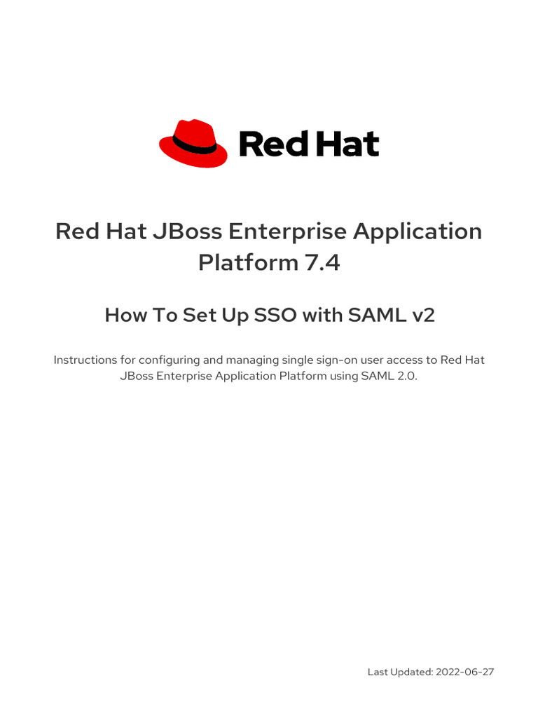 Red Hat Jboss Enterprise Application Platform-7.4-How To Set Up Sso With Saml V2-En-Us | PDF