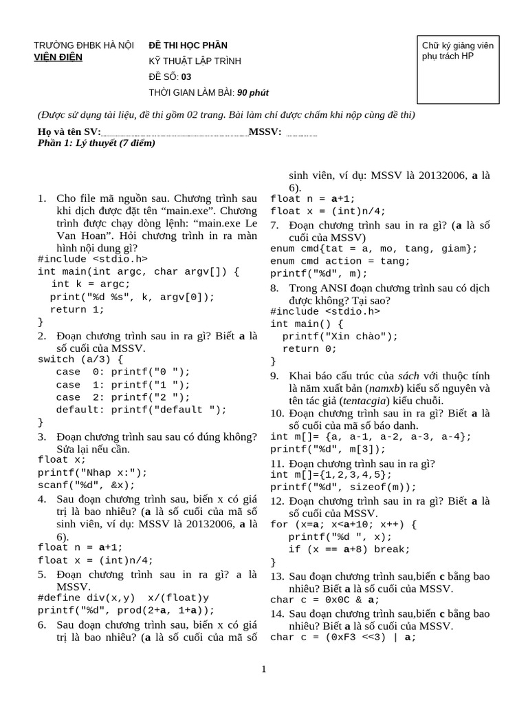 De Thi 3 | PDF | Computer Programming | Software Engineering