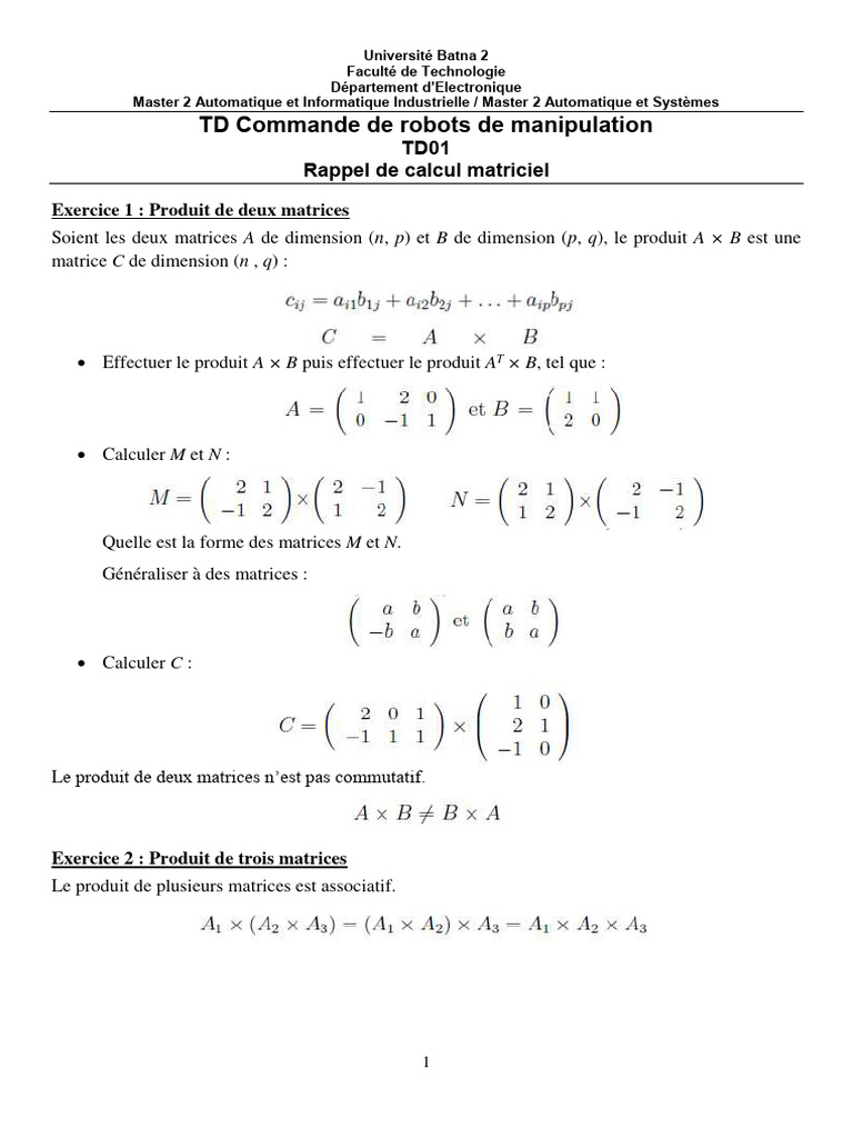 M2automatique TD CRM Td1 | PDF