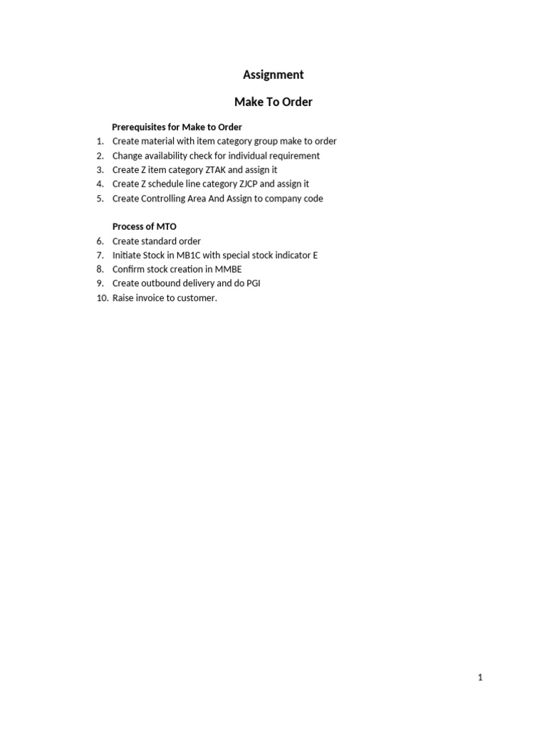 Assignment Make To Order | PDF