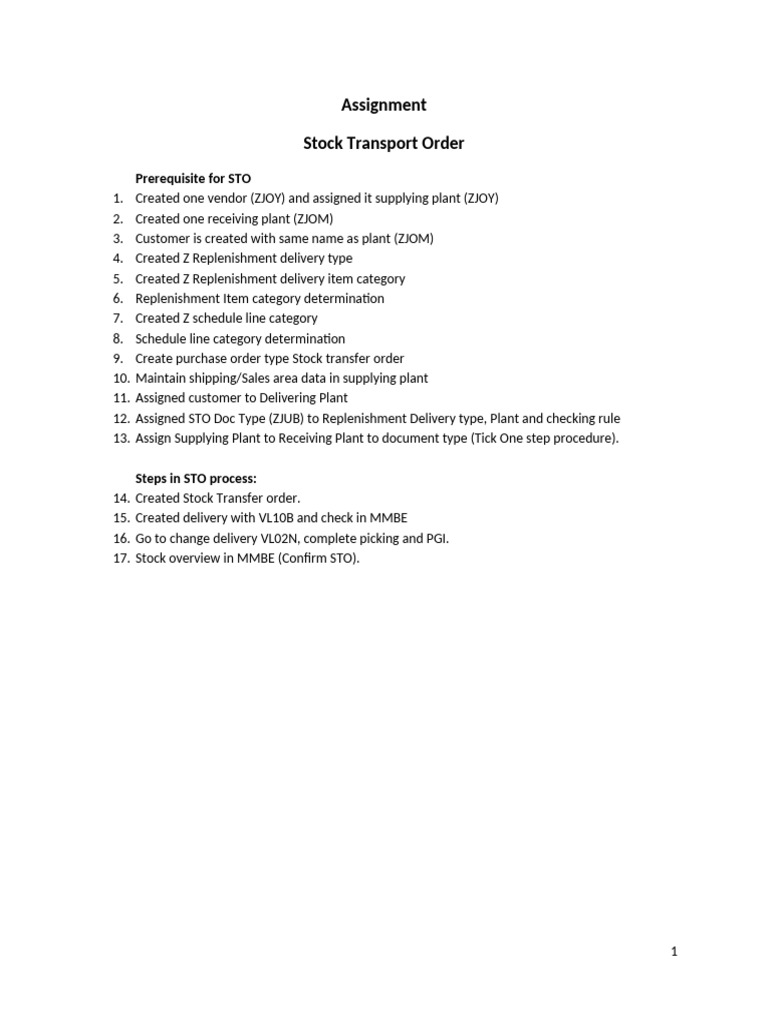 Assignment_Stock_Transfer_Order | PDF