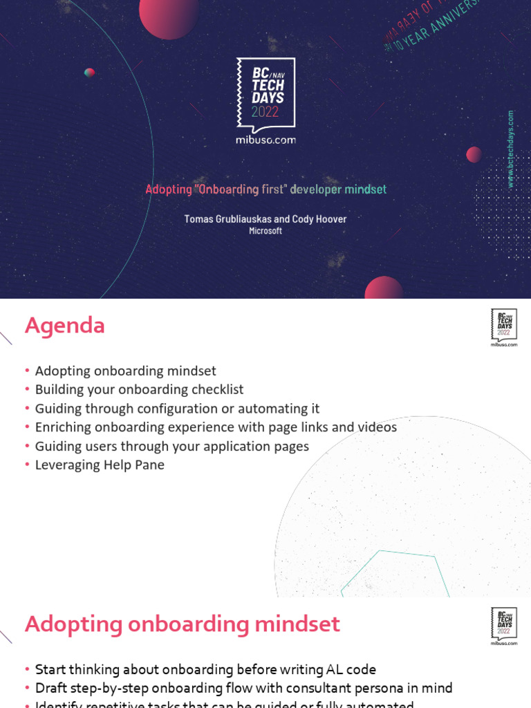BCTechDays2022 - Adopting Onboarding First Developer Mindset | PDF