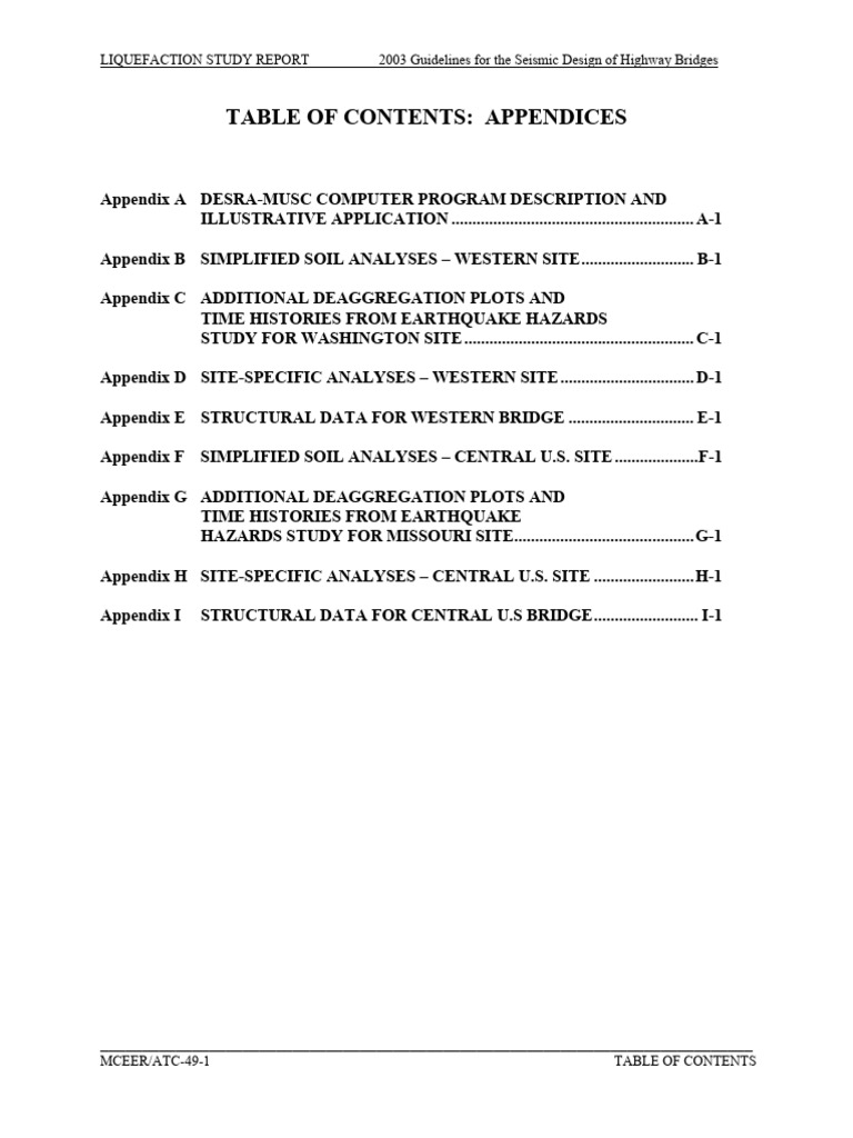 MCEER 03 SP08 Appendices | PDF