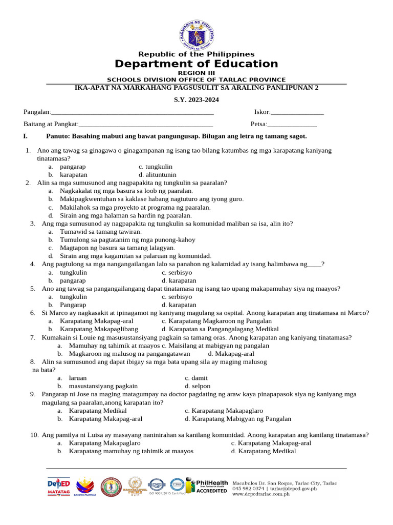 Grade 2_AP_Exam | PDF