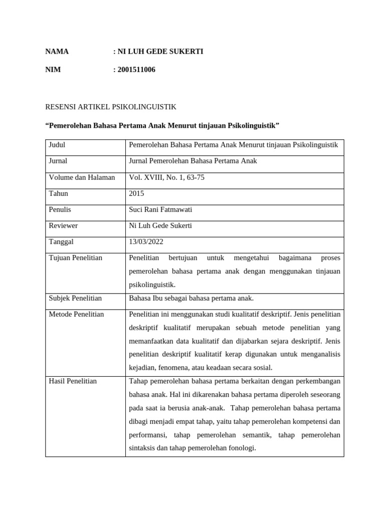 Ni Luh Gede Sukerti - Review Jurnal | PDF | Languages Of Southeast Asia ...