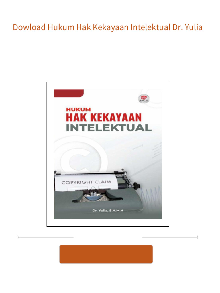 (FREE PDF Sample) Hukum Hak Kekayaan Intelektual Dr. Yulia Ebooks | PDF