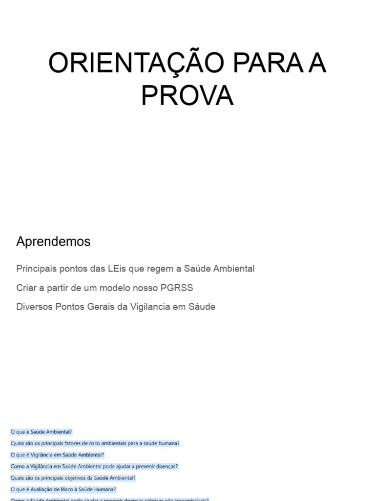 Orientação para A Prova | PDF
