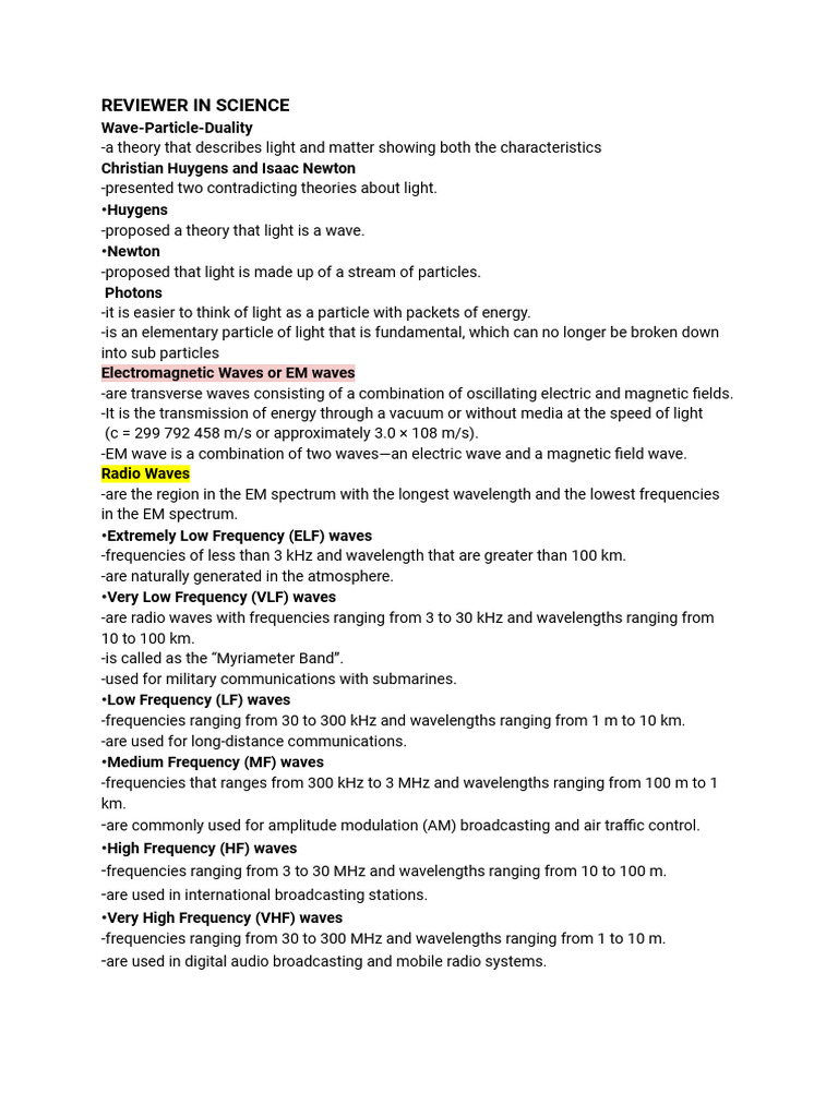 Reviewer in Science 3 | PDF | Electromagnetic Radiation ...