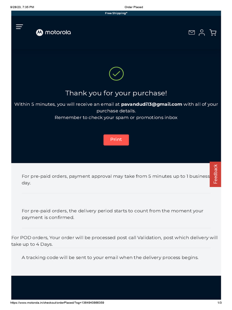 Order Placed | PDF