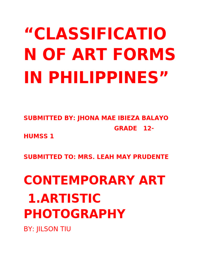 Classification of Art Forms | PDF