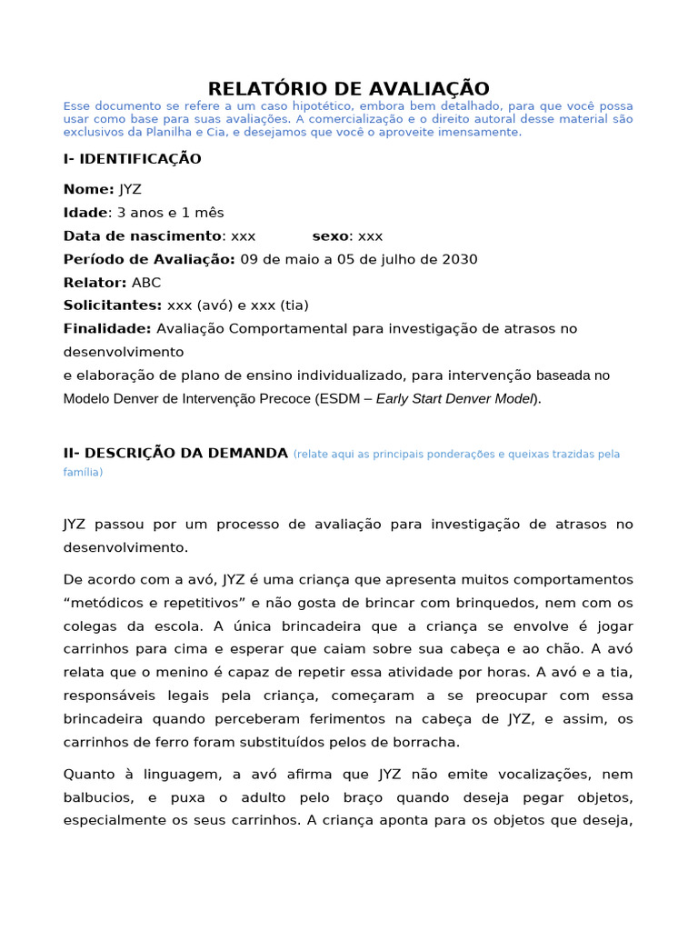 Modelo de Devolutiva Denver Esdm - 1 | PDF