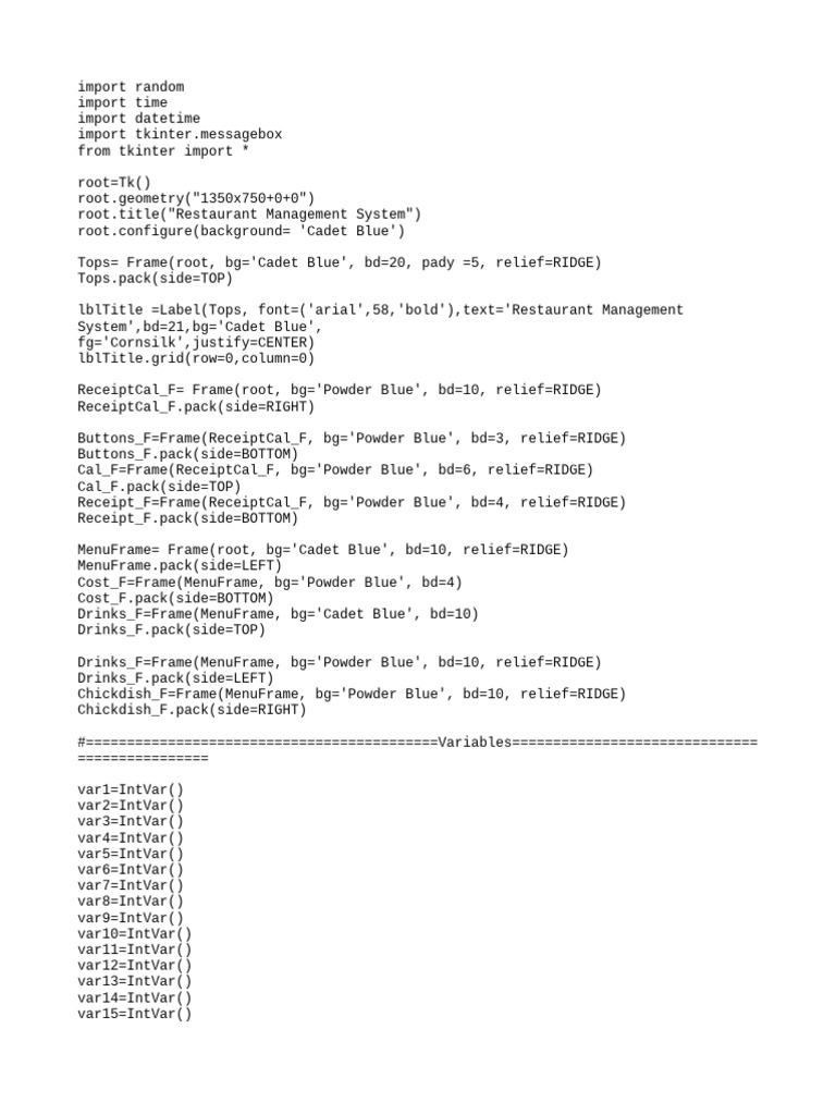 restaurant billing code | PDF