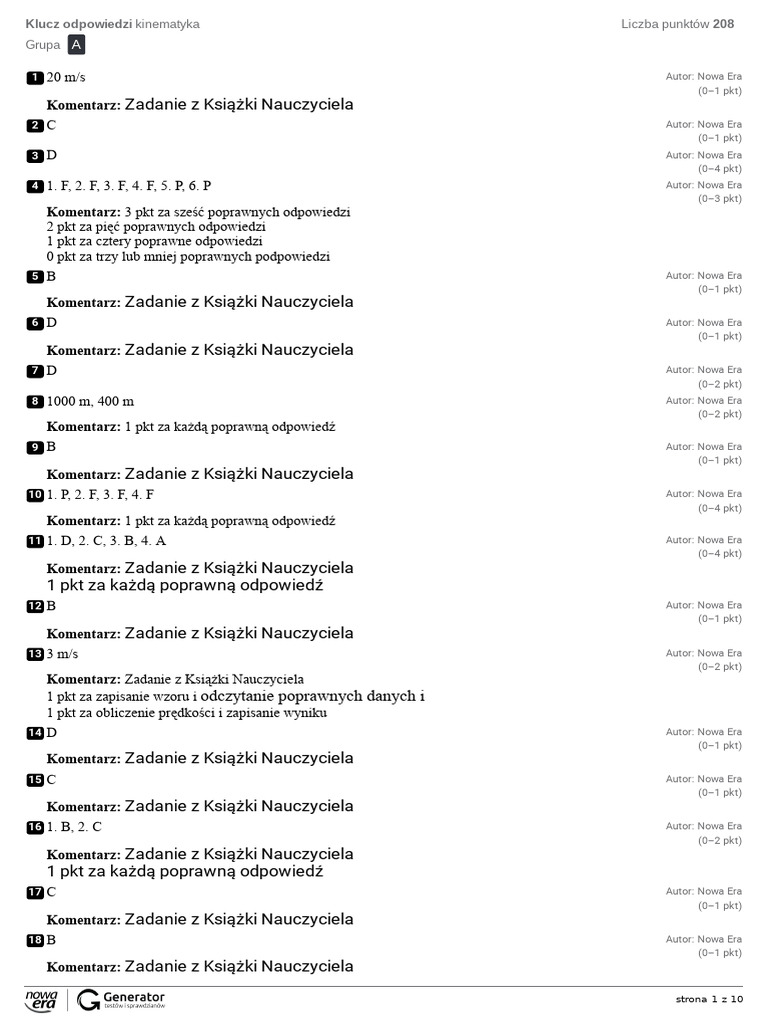 Klucz - Odpowiedzi 2 | PDF
