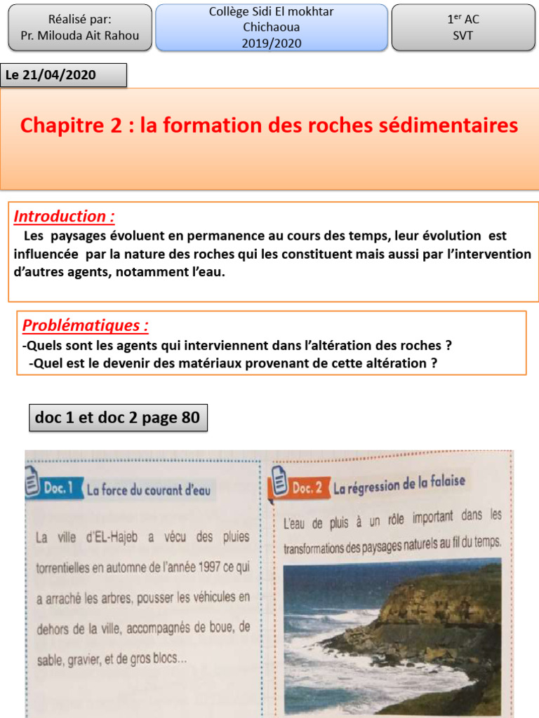 Chapitre 2 Formation Des Roches Sédimentaires | PDF